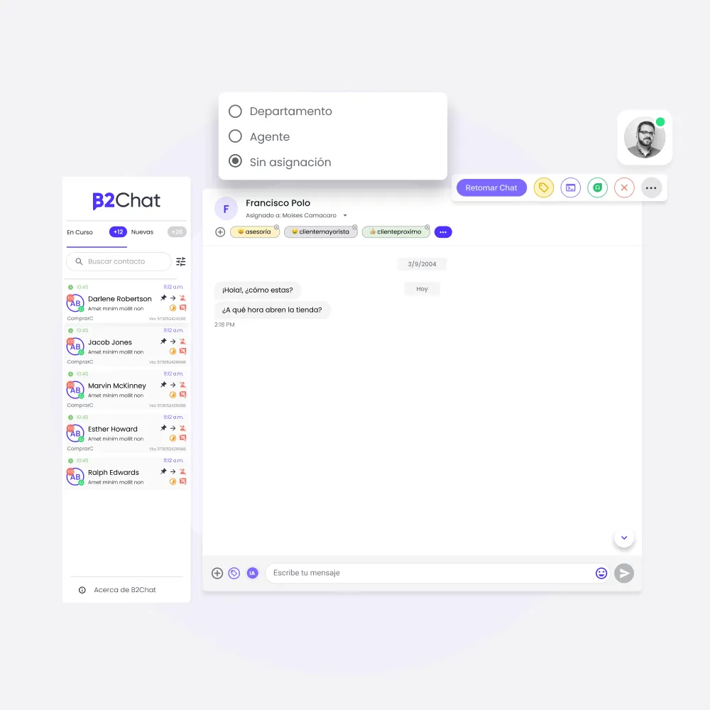 Inbox de chats - B2Chat